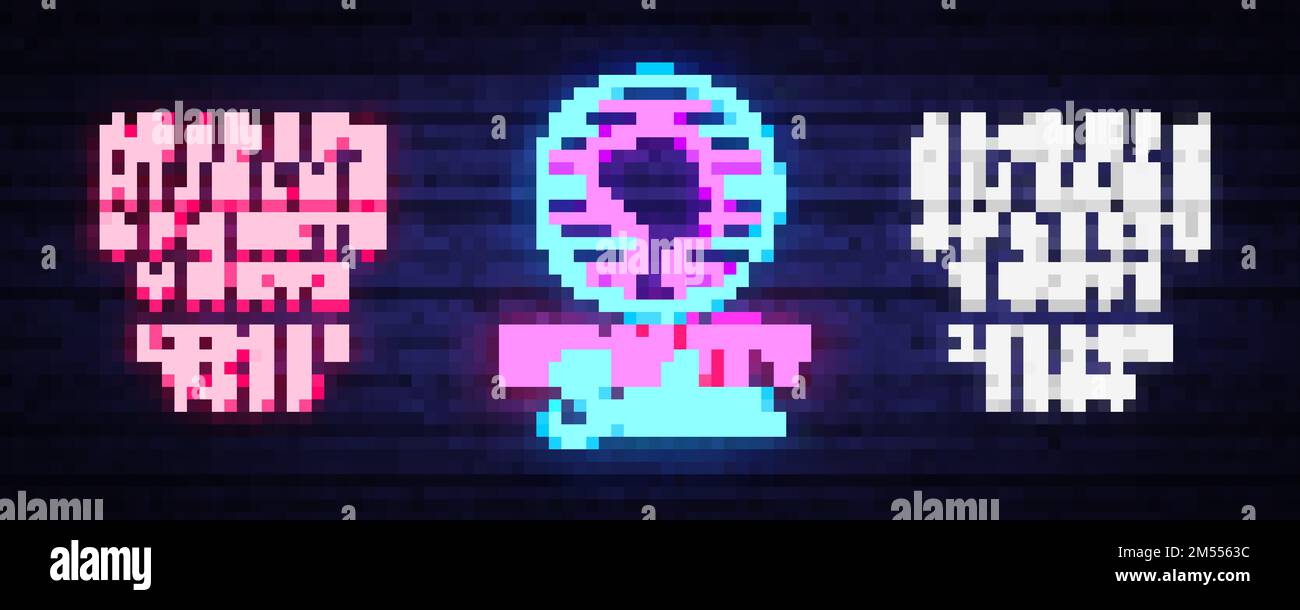 Colorful advertising neon sign woman Stock Vector Images - Alamy