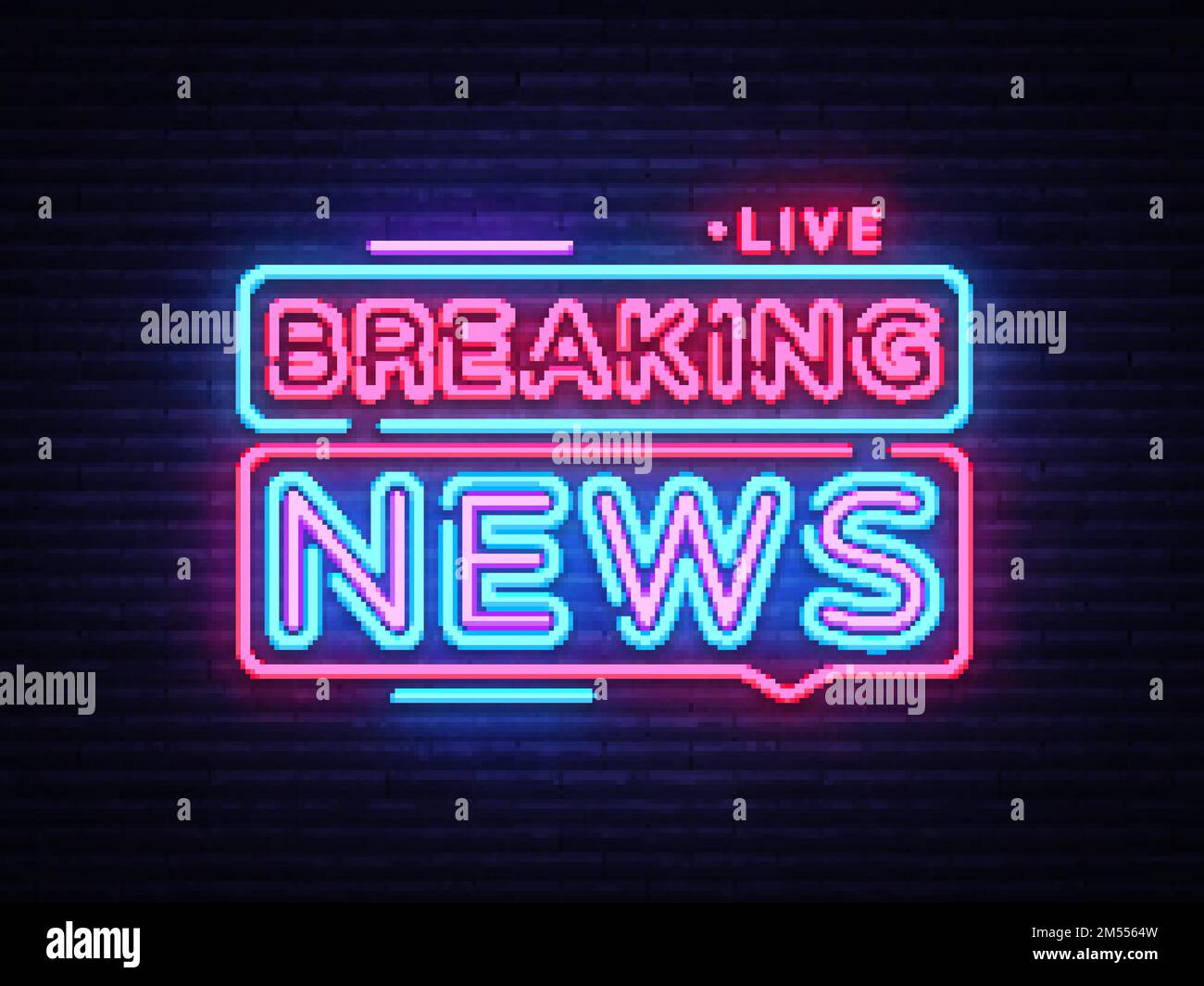 Breaking News neon sign vector. Breaking News Design template neon sign ...