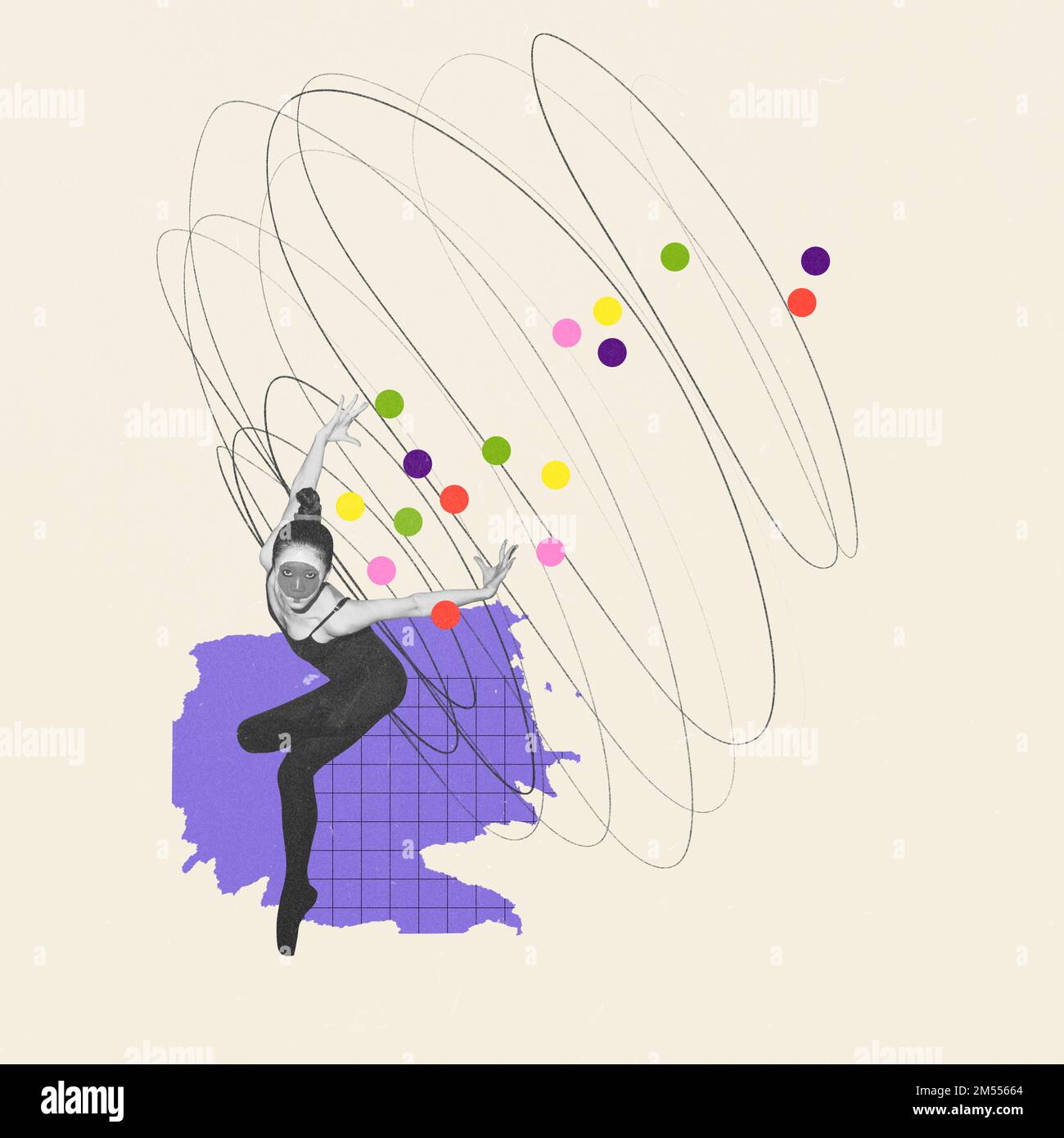 Creative art collage. Contemporary performance. Young ballerina dancing ...