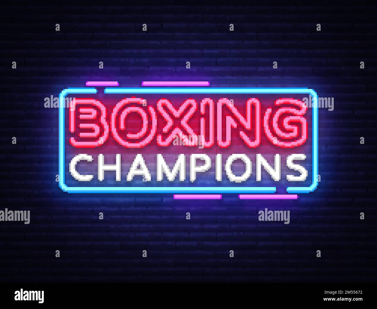 Boxing Champions neon sign vector. Boxing Design template neon sign ...