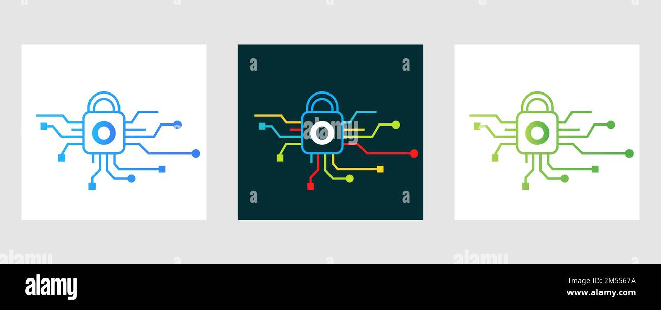 Letter O Cyber Security Logo. Internet Security Sign, Cyber Protection ...