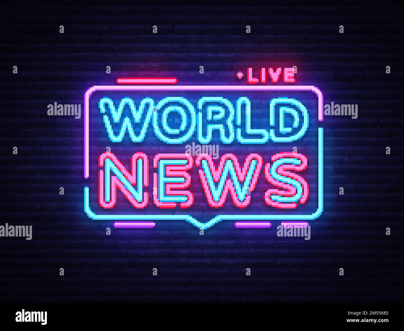 World News sign vector design template. Breaking News neon logo, light ...