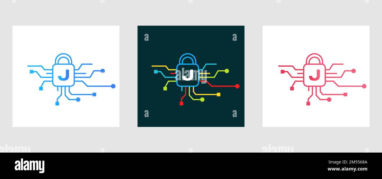 Letter J Cyber Security Logo. Internet Security Sign, Cyber Protection ...