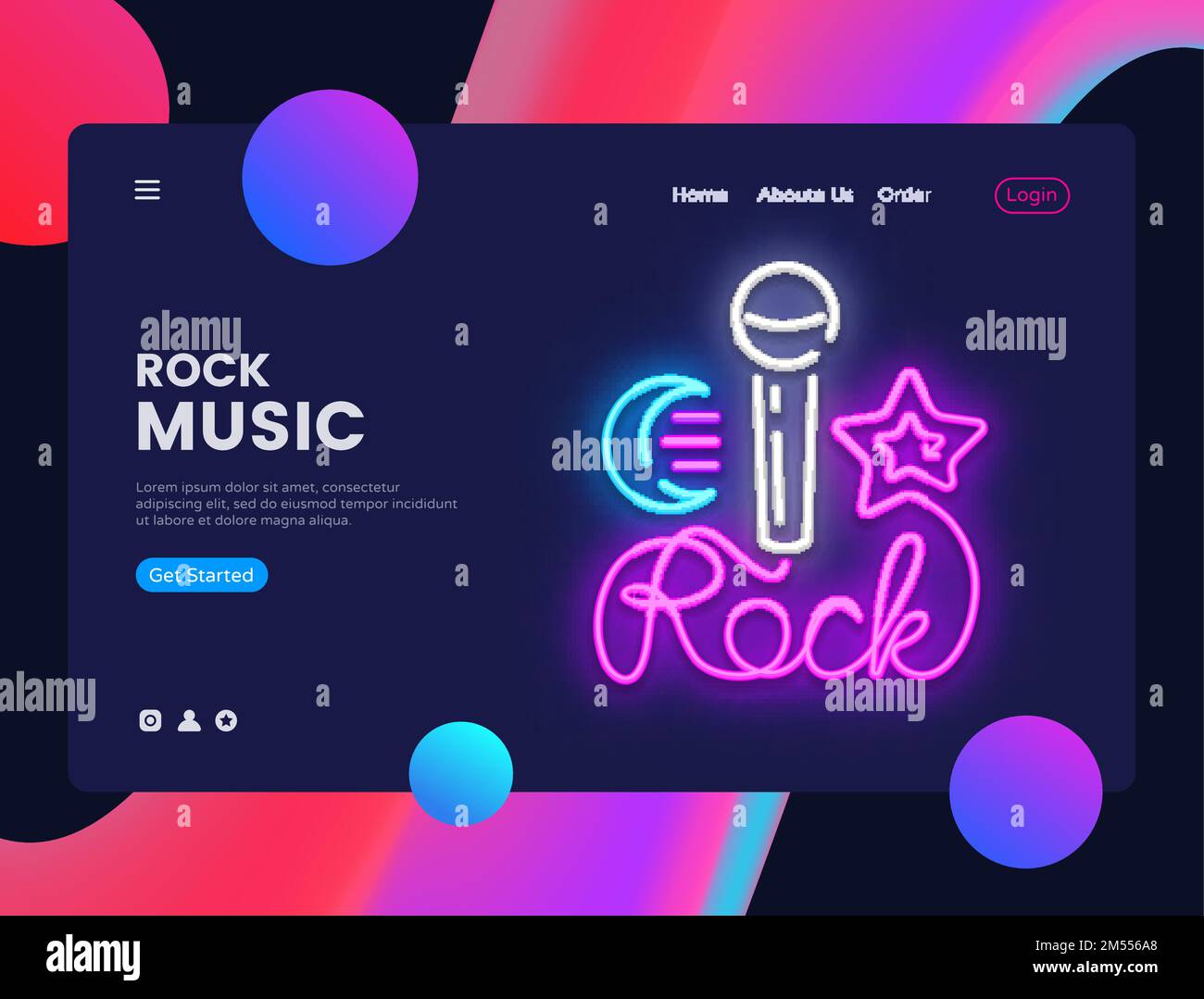 Rock music banner design template vector. Rock Star web banner ...