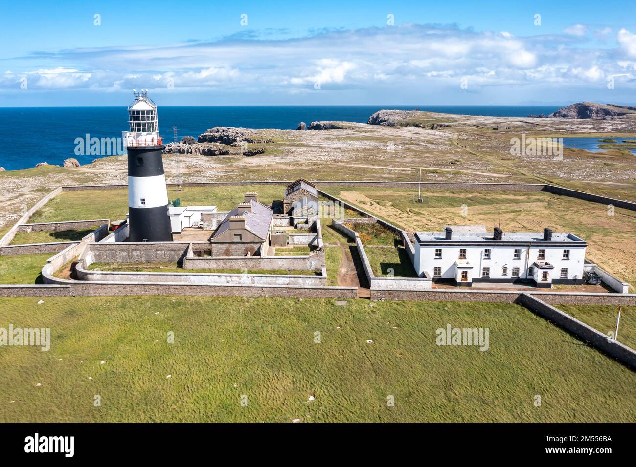 Aerial view of the Lighthouse on Tory Island, County Donegal, Republic ...