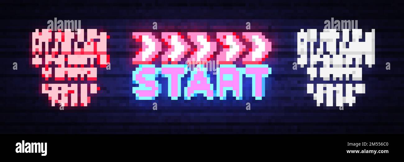 Start Neon sign vector design template. Start Race neon text, light ...