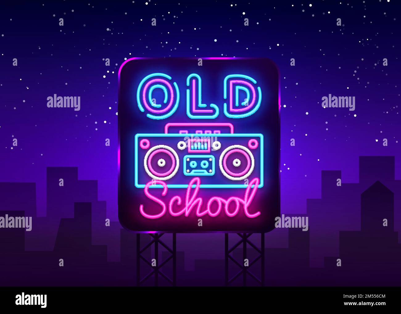 Old School neon sign vector. Retro Music Design template neon sign ...