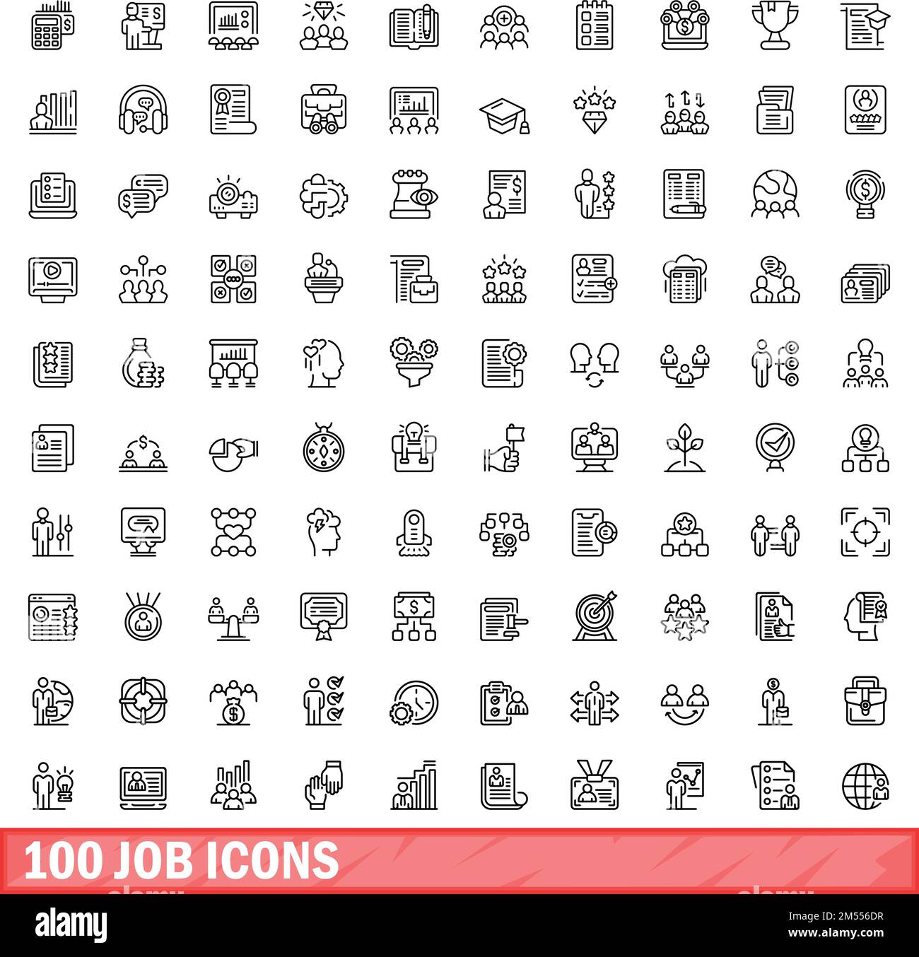 100 job icons set. Outline illustration of 100 job icons vector set ...