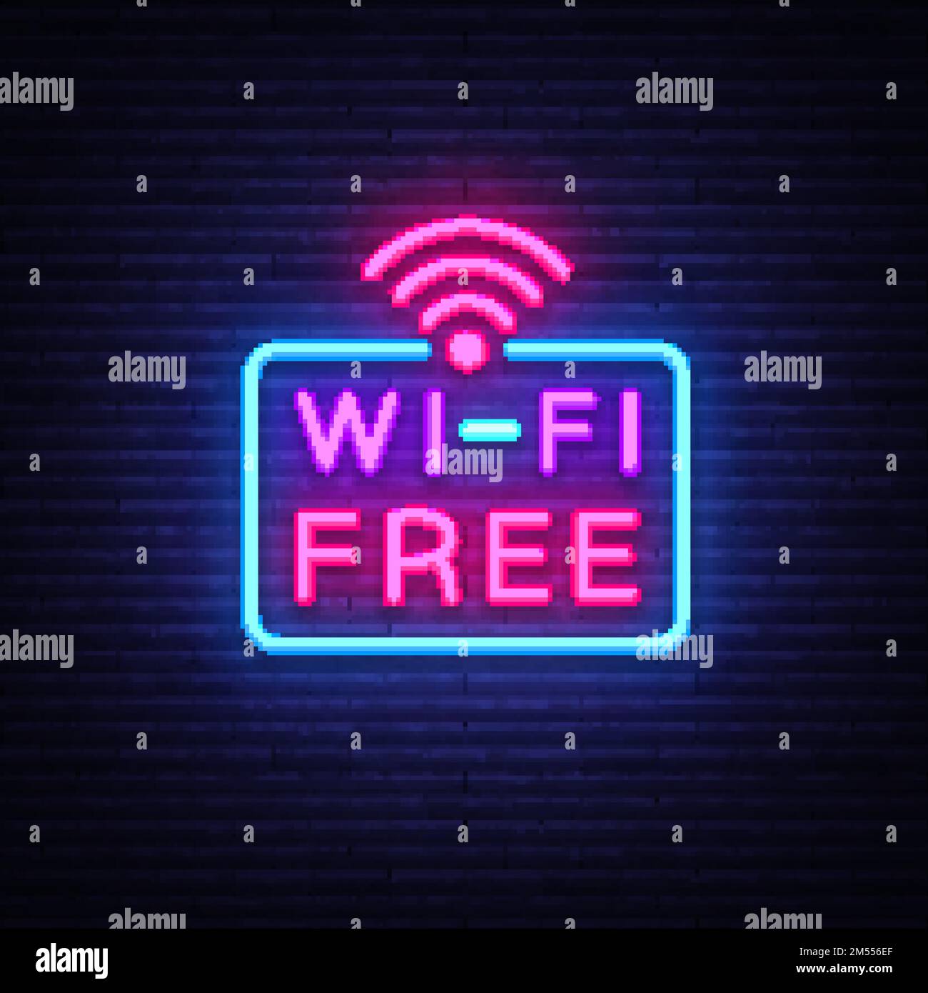 Wifi neon sign vector. Wifi text Design template neon sign, light ...