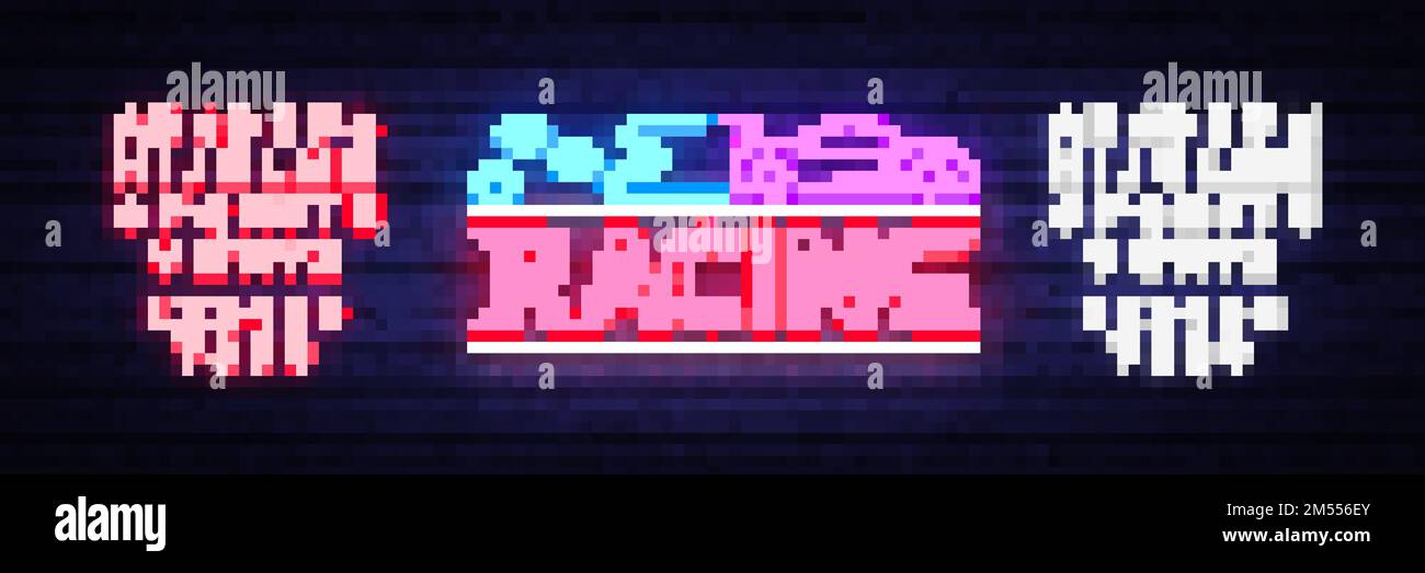 Racing sign vector design template. Street Racing neon text, light ...