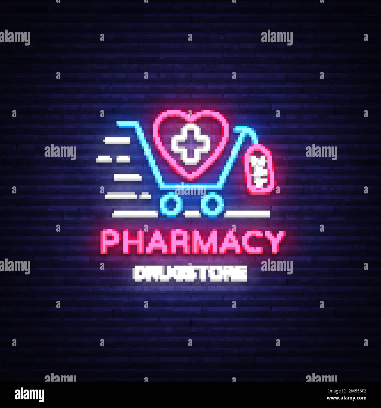 Pharmacy neon signboard vector. Medical neon glowing symbol, Light ...