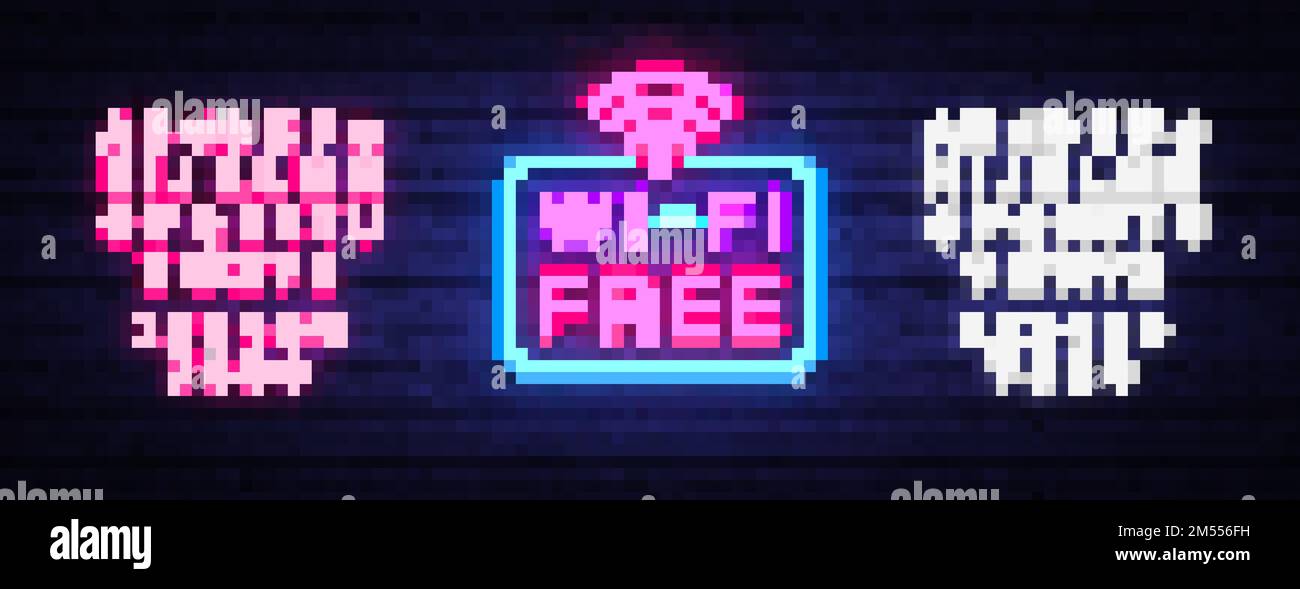 Wifi neon sign vector. Wifi text Design template neon sign, light ...