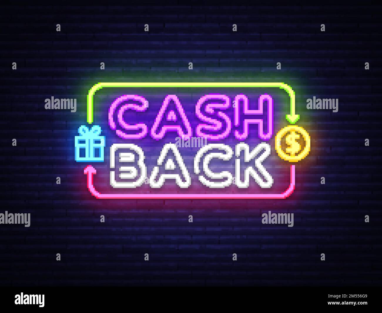 Cash Back sign vector design template. Cash Back symbols neon logo ...