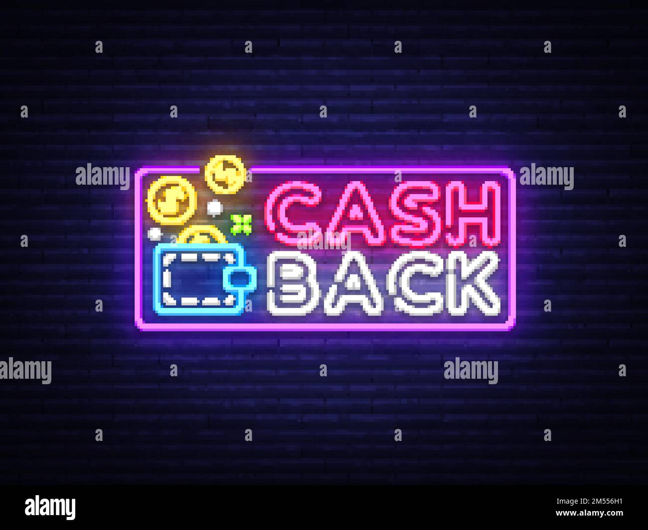 Cash Back sign vector design template. Wallet Cash Back symbols neon ...