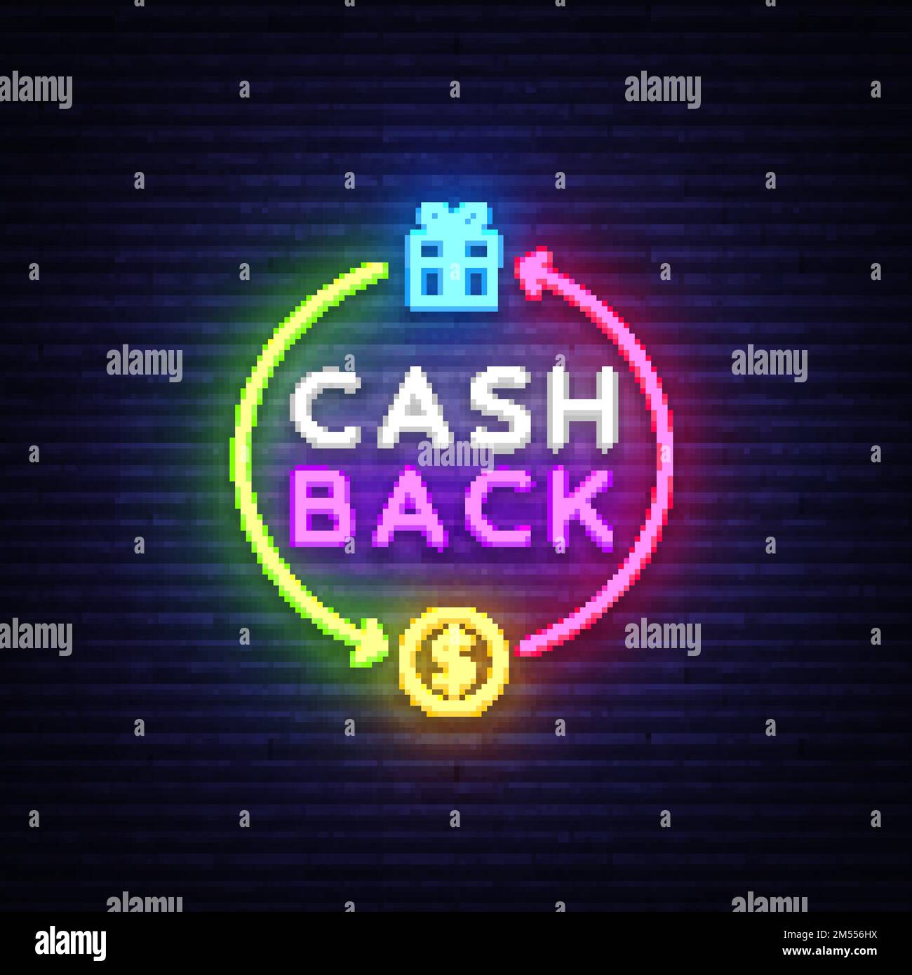 Cash Back Neon Logo Vector. Cash Back neon sign, design template ...