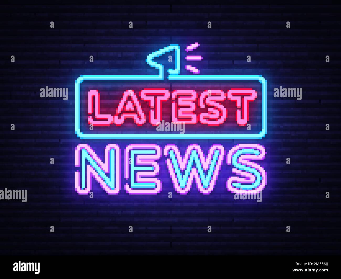 Latest News sign vector design template. Breaking News neon logo, light ...