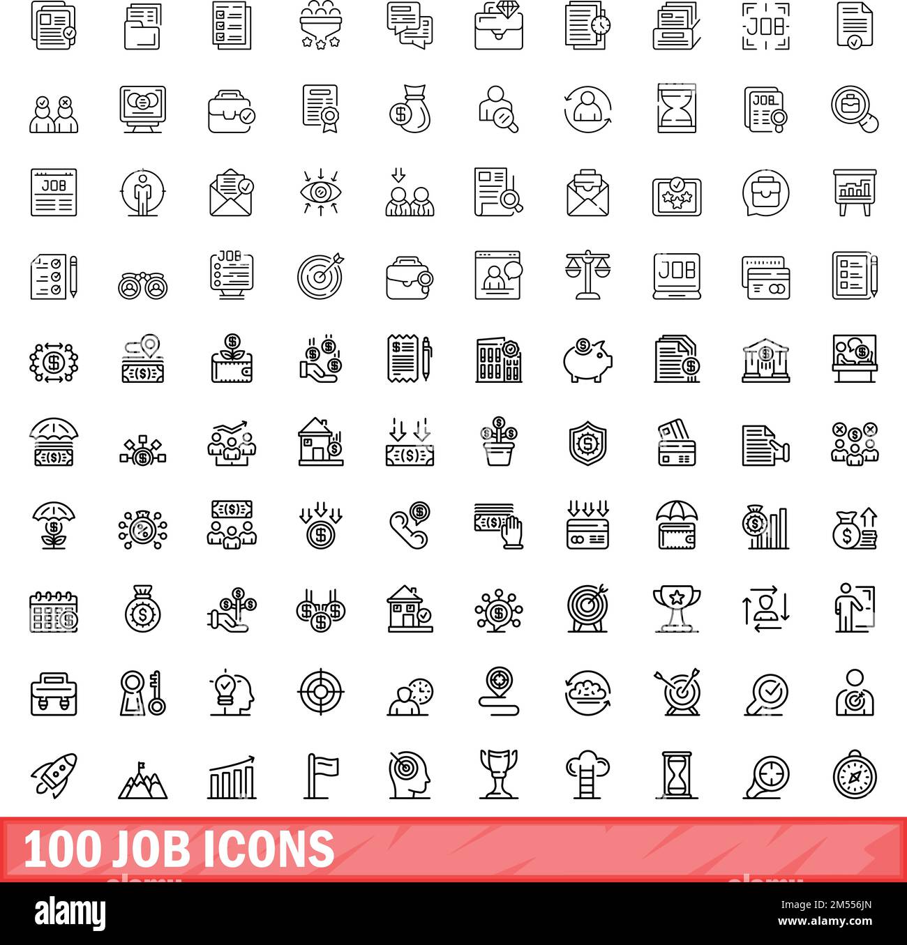 100 job icons set. Outline illustration of 100 job icons vector set ...