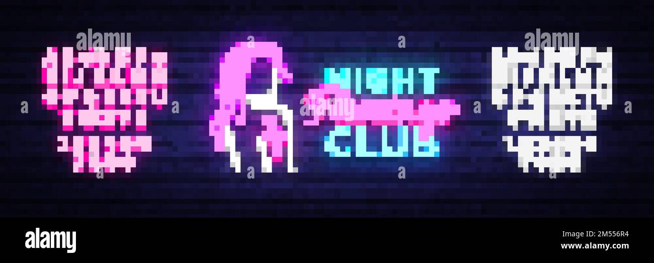 Night Club Neon Logo Vector. Flamingo neon sign concept, design ...