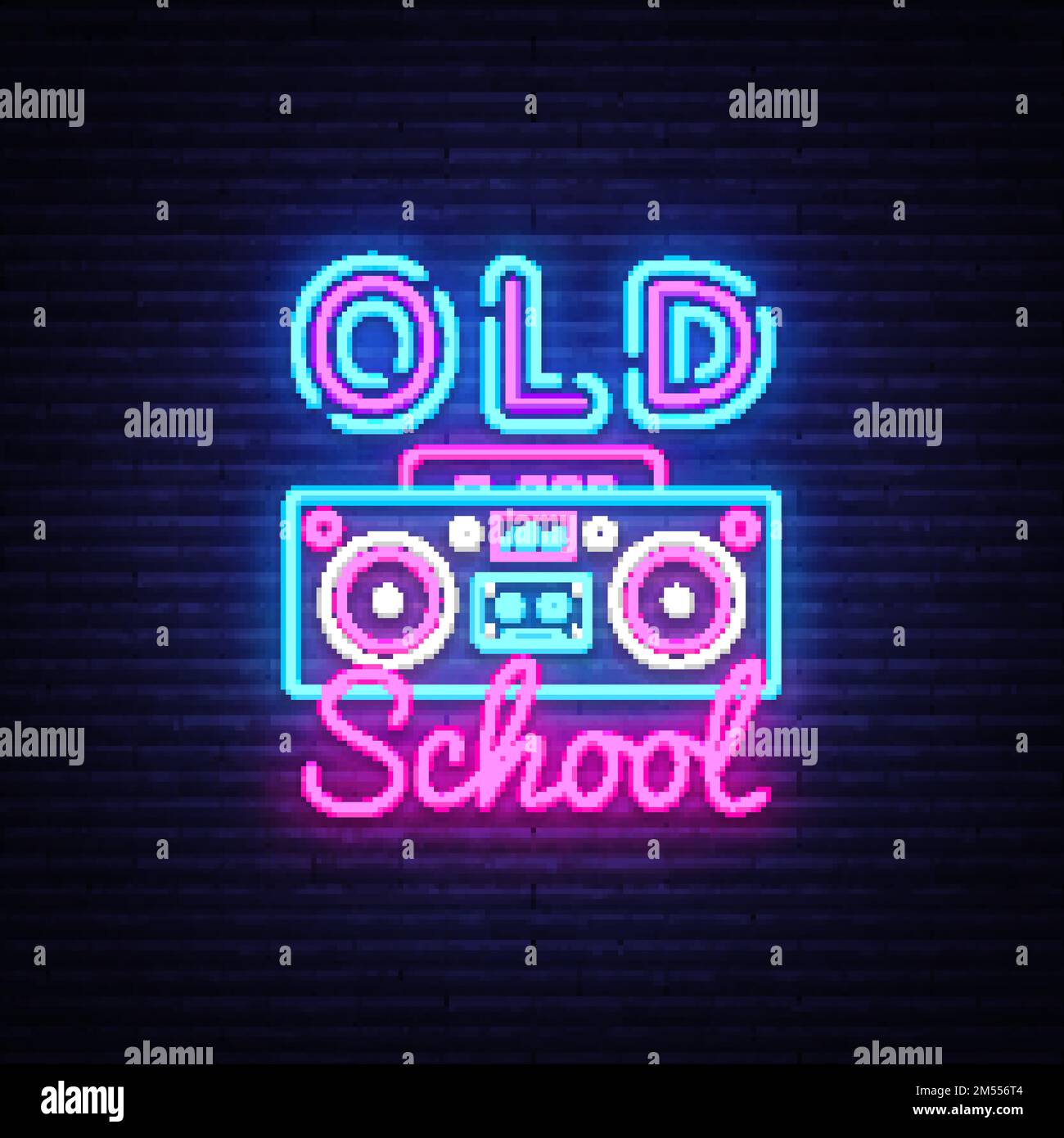 Old School neon sign vector. Retro Music Design template neon sign ...