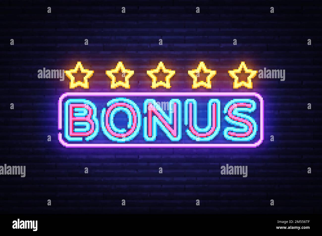 Bonus Neon Text Vector. Bonus neon sign, design template, modern trend ...