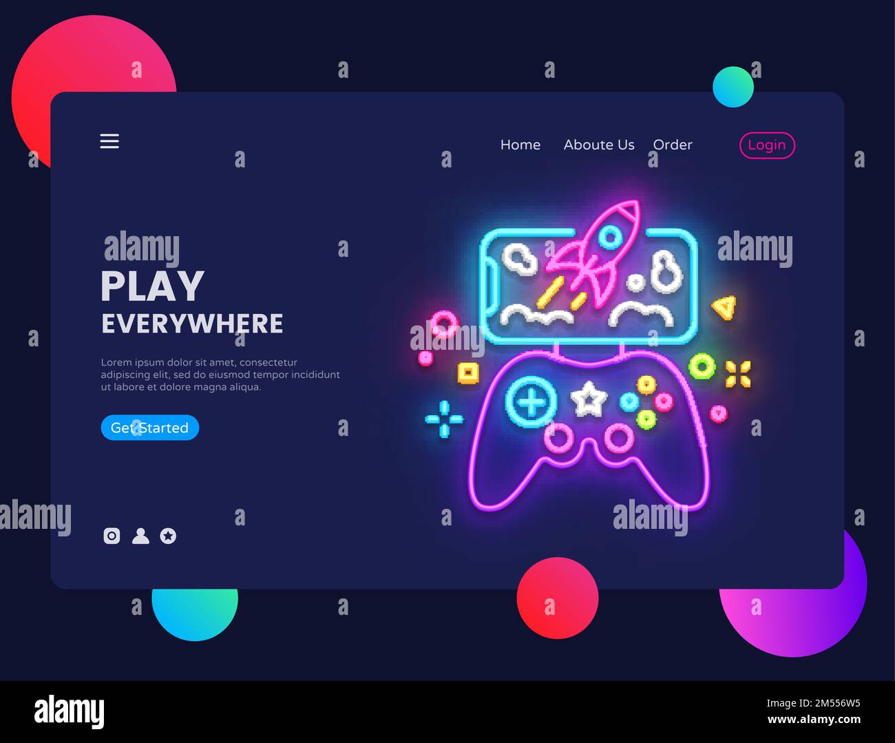 Gamer website concept banner Vector design template. Play Everywhere ...
