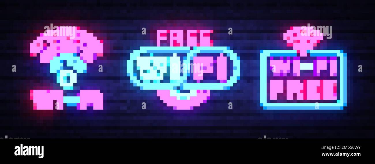 Wifi neon sign collection vector. Wifi text Design template neon sign ...