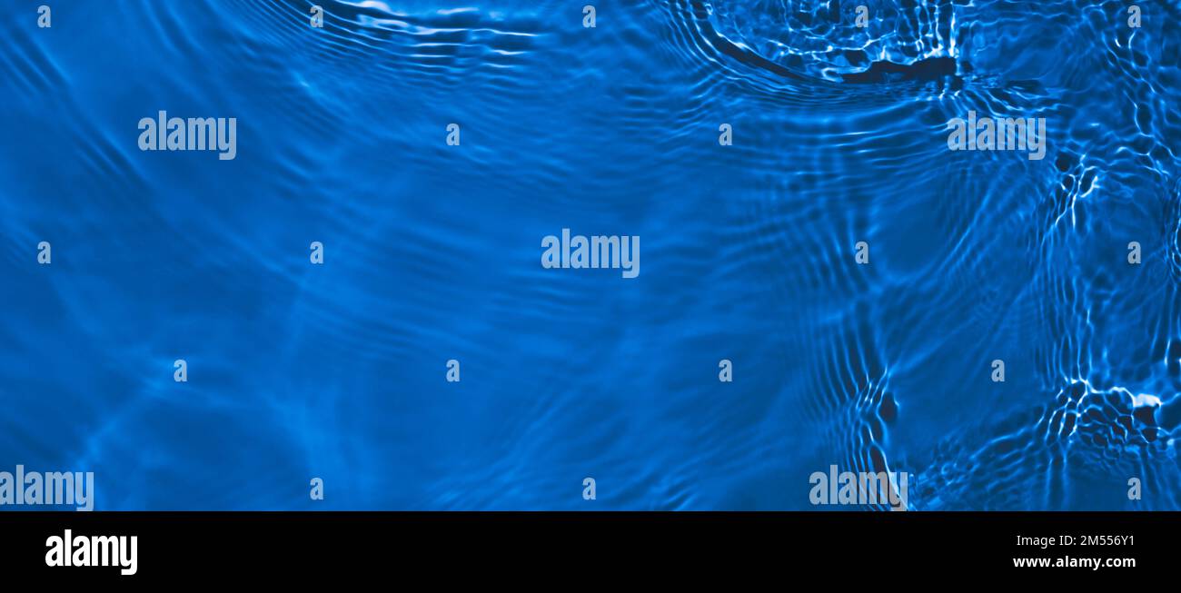 transparent dark blue clear calm water surface texture banner Stock ...