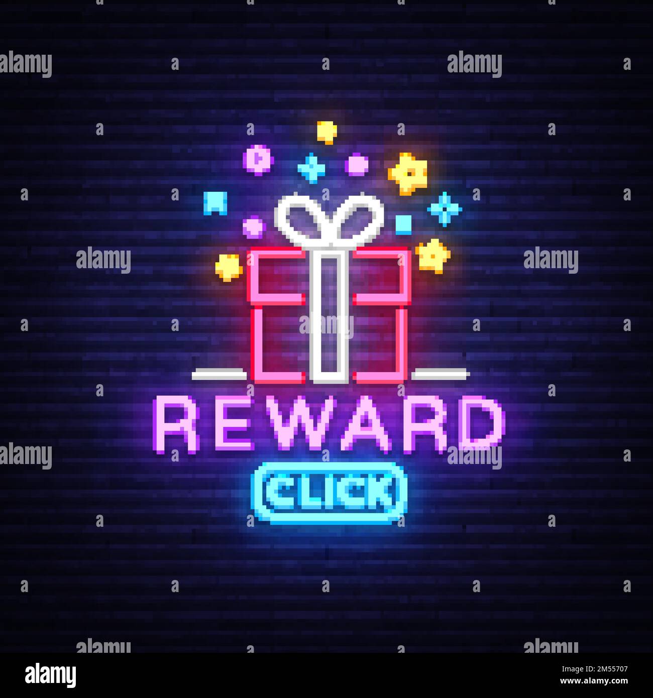 Reward Neon Sign Vector. Gift neon sign, Win super prize design ...