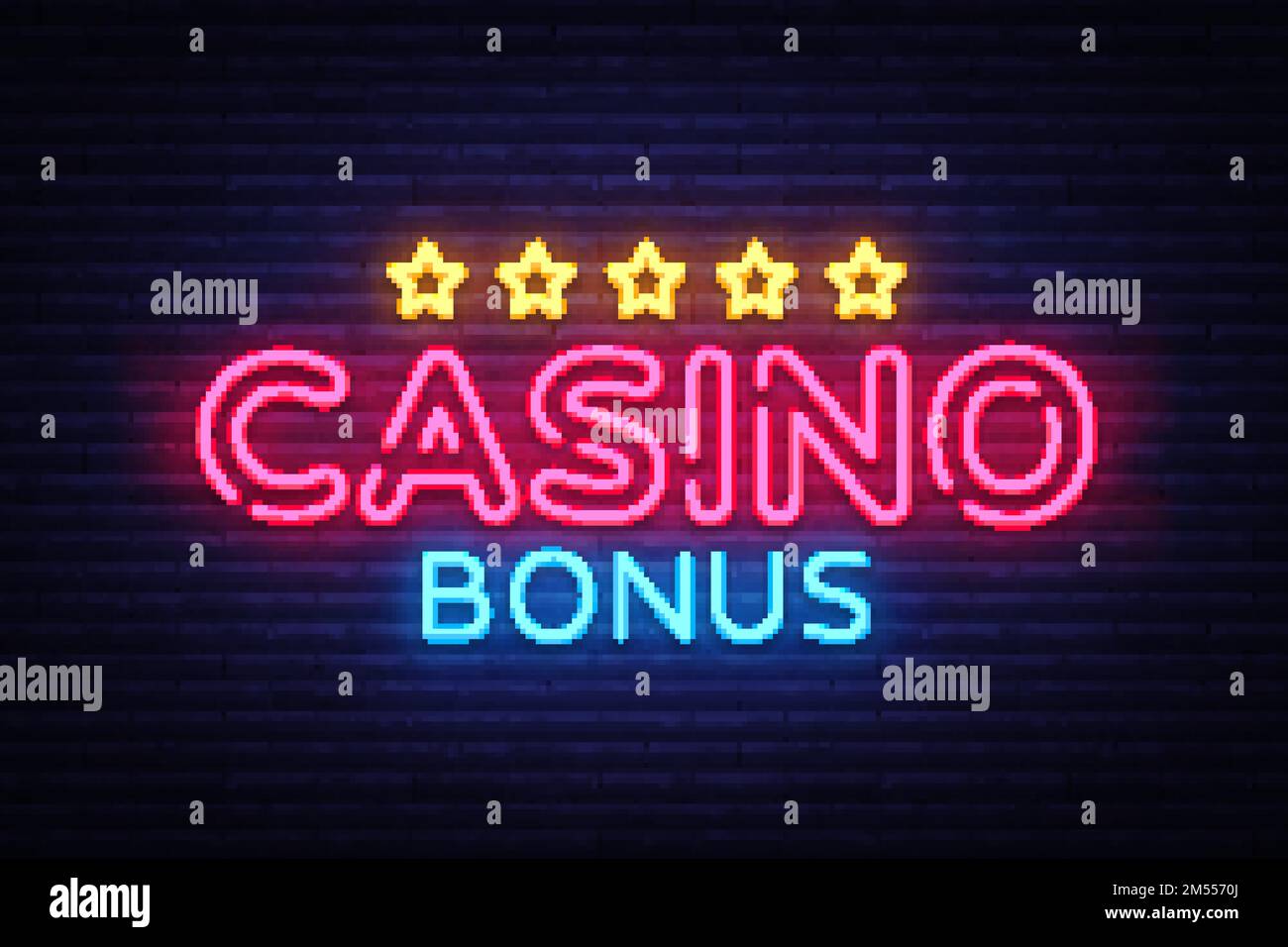 Casino Bonus Neon Text Vector. Bonus neon sign, design template, modern ...
