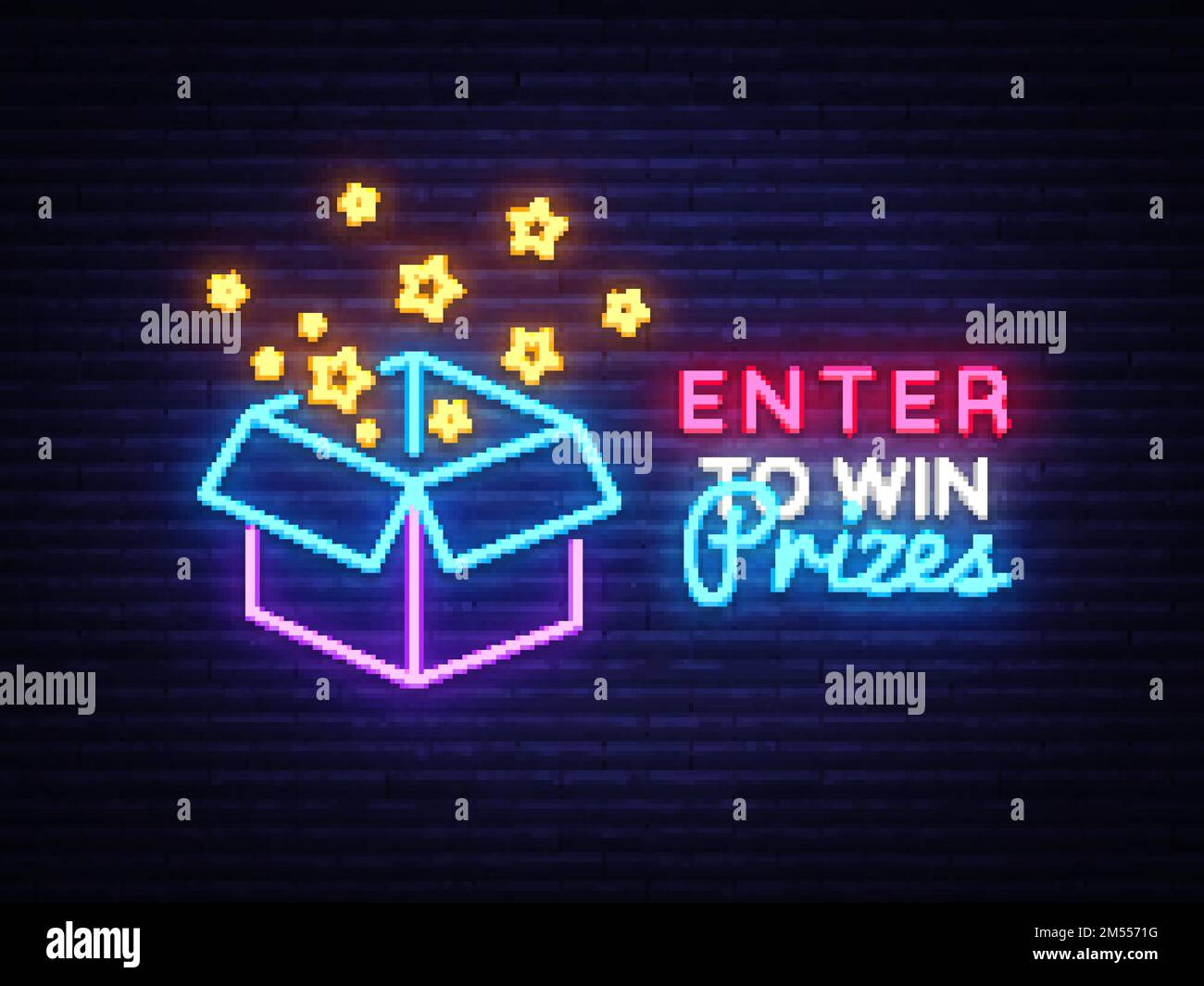 Enter to Win Prizes Neon Sign Vector. Gift neon sign, Win super prize ...
