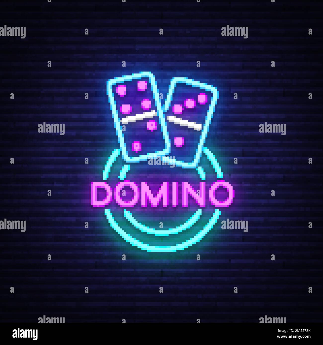 Domino Neon Logo Vector. Domino neon sign, design template, modern ...