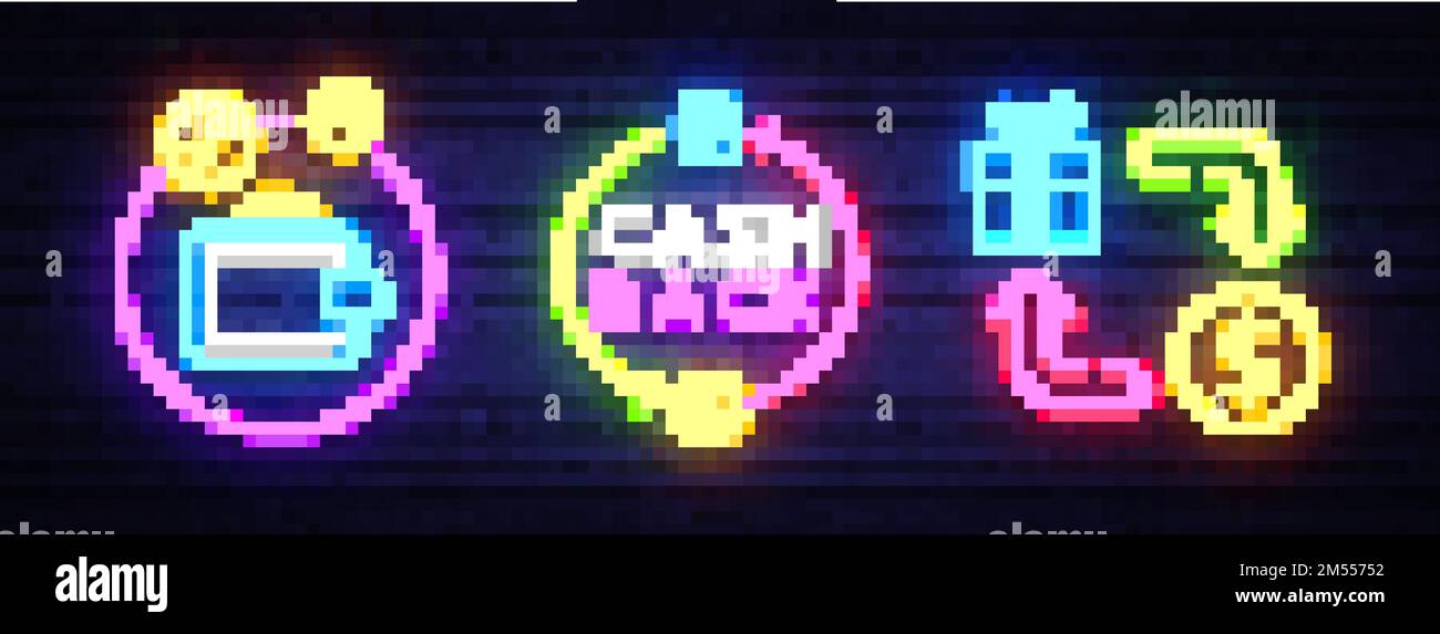 Cash Back Neon Symbols Collection Vector. Cash Back neon sign, design ...