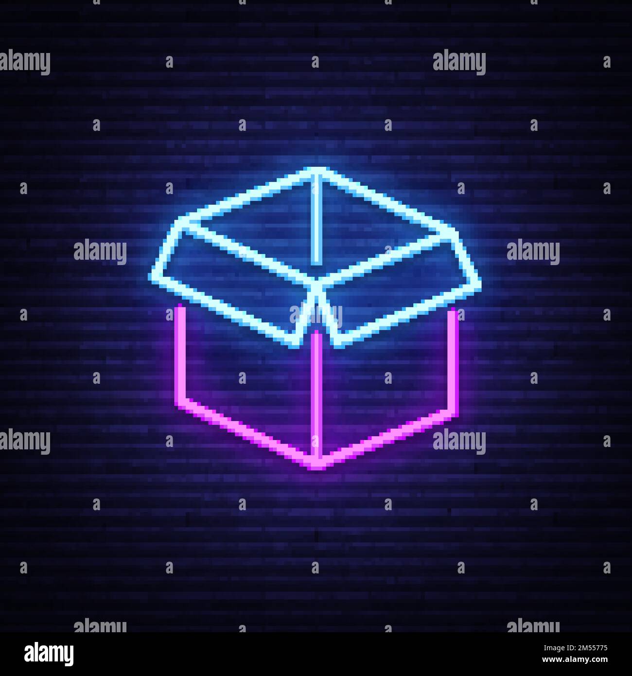 Box Neon Sign Vector. Gift neon sign, Win super prize design template ...