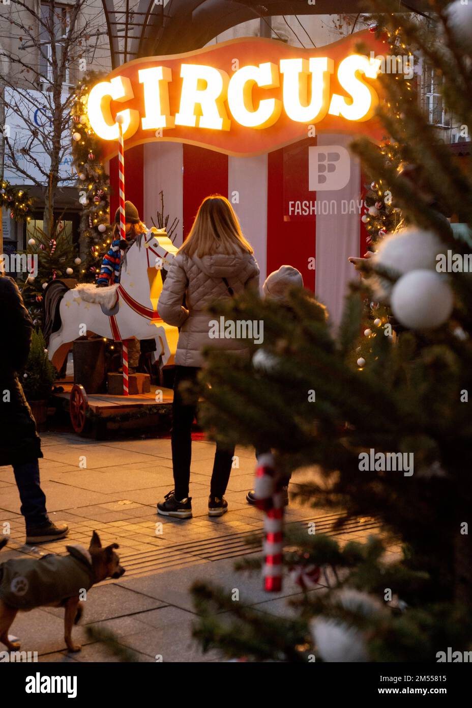 Christmas market photo boot in Sofia, Bulgaria, Eastern Europe, Balkans ...