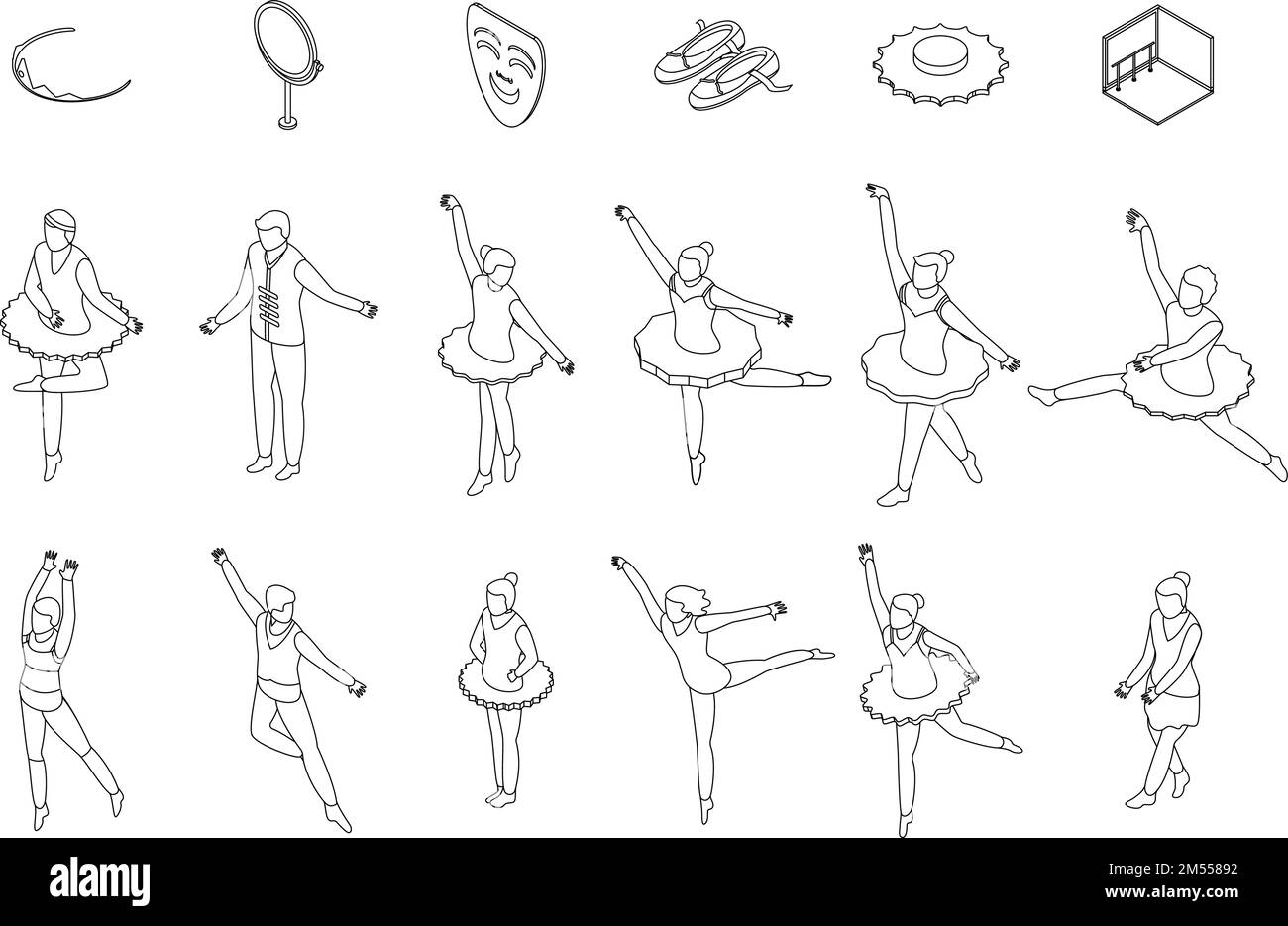Ballet icons set. Isometric set of ballet vector icons for web design ...