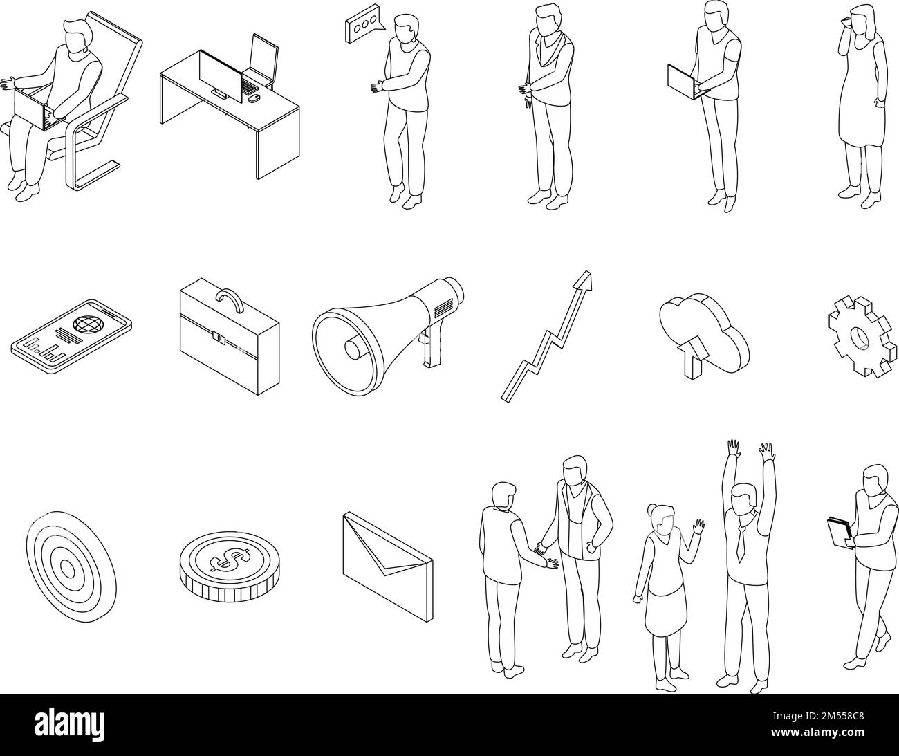 Outsource Icons Set Isometric Set Of Outsource Vector Icons For Web Design Isolated On White
