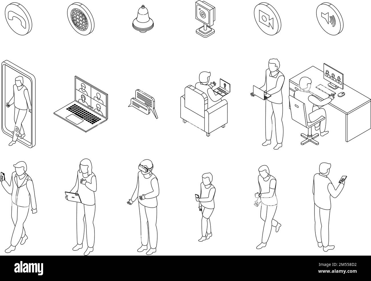 Video call icons set. Isometric set of video call vector icons for web ... Video call icons set. Isometric set of video call vector icons for web ...