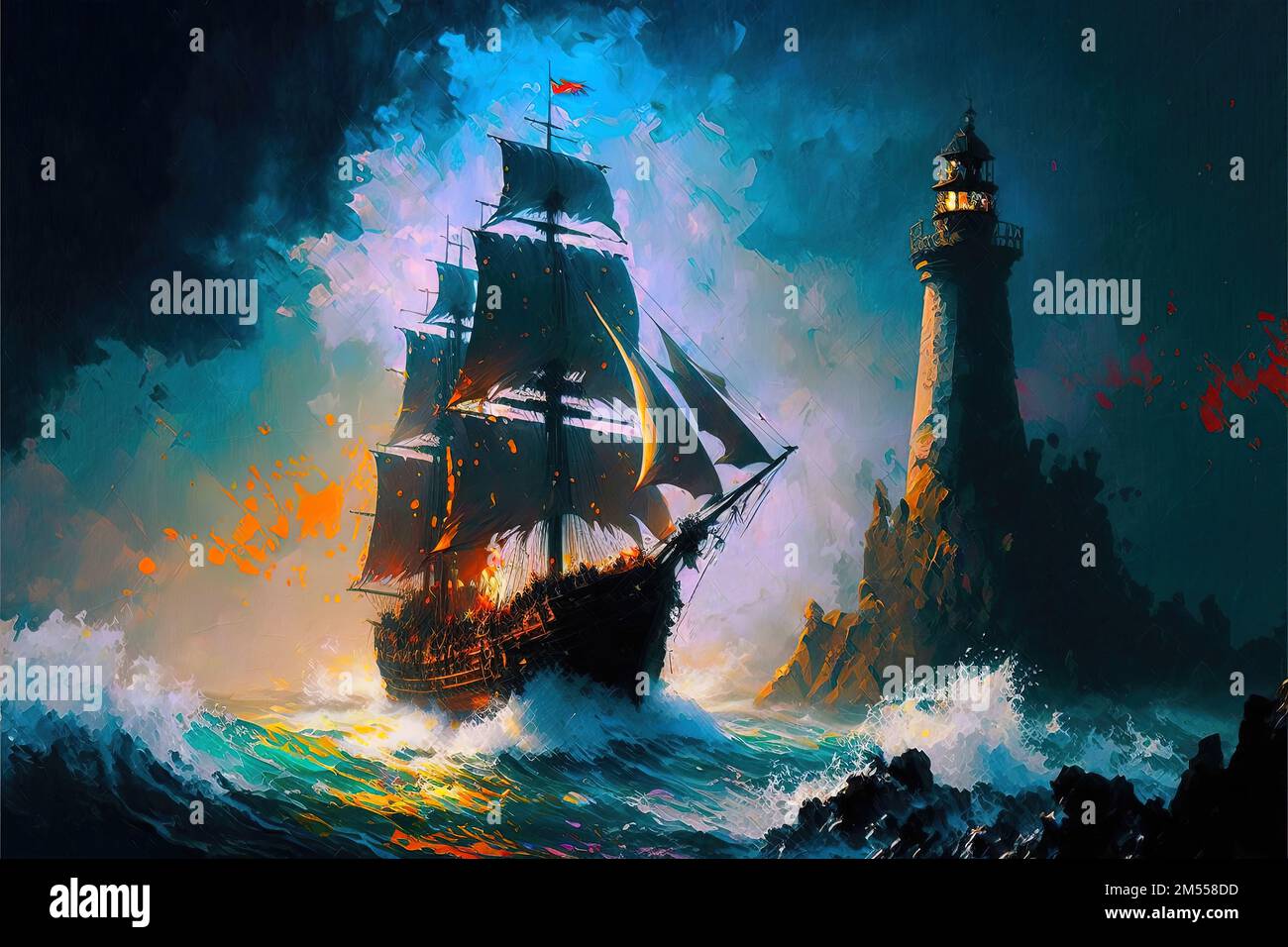 Frigate in storm hi-res stock photography and images - Alamy