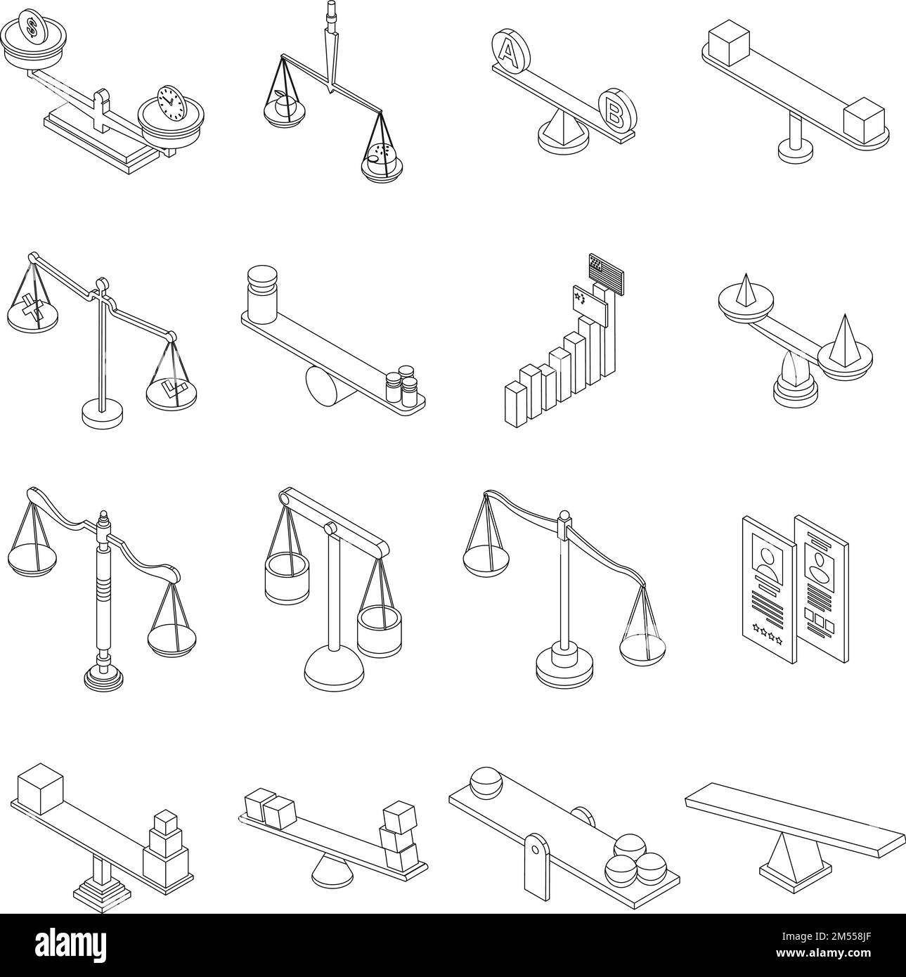 Comparison icons set. Isometric set of comparison vector icons for web ...