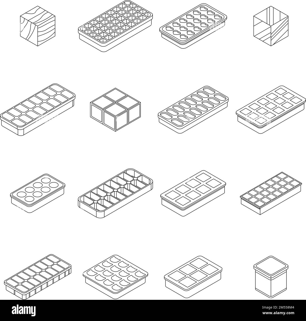 Ice cube trays icons set. Isometric set of ice cube trays vector icons for web design isolated ...