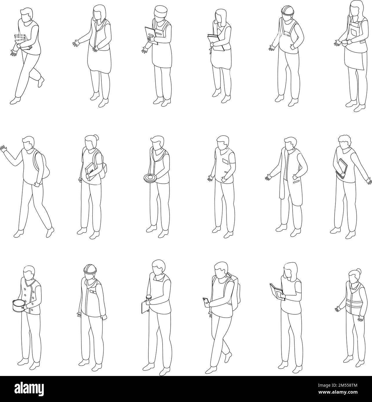 Job students icons set. Isometric set of job students vector icons for ...