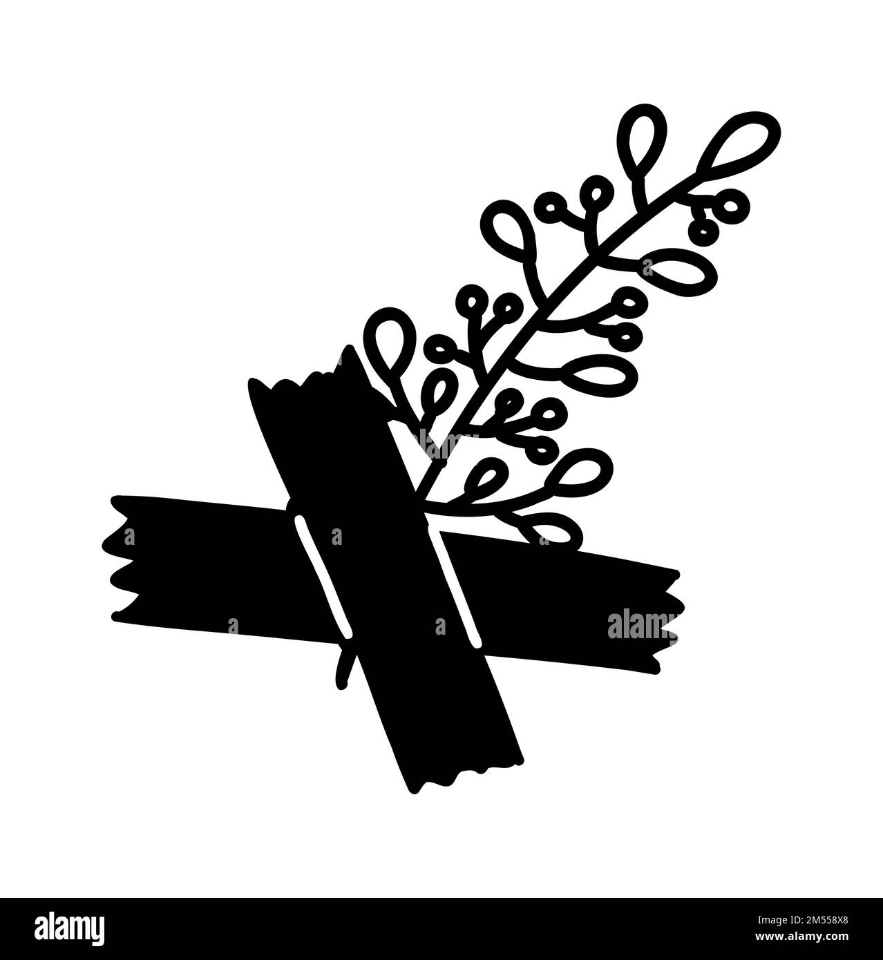 Doodle floral elements for bullet journal. Leaves sealed with tape ...