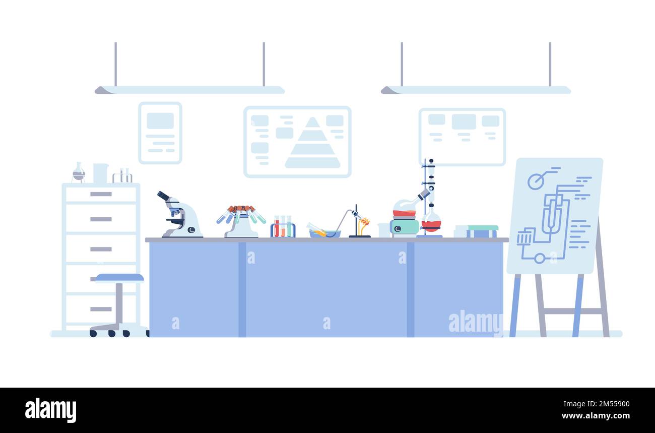 Modern chemistry laboratory or chemistry classroom interior. Scientific ...