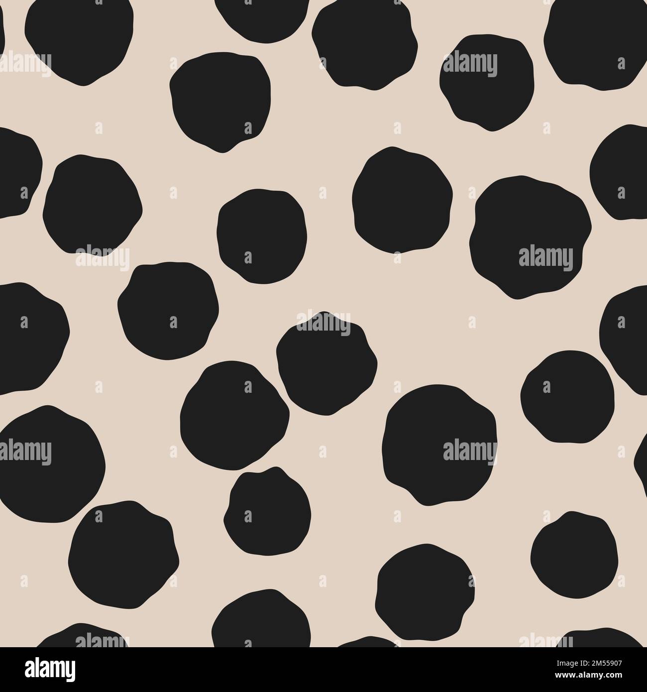 Hand drawn black polka dots seamless pattern. Irregular dotted print ...