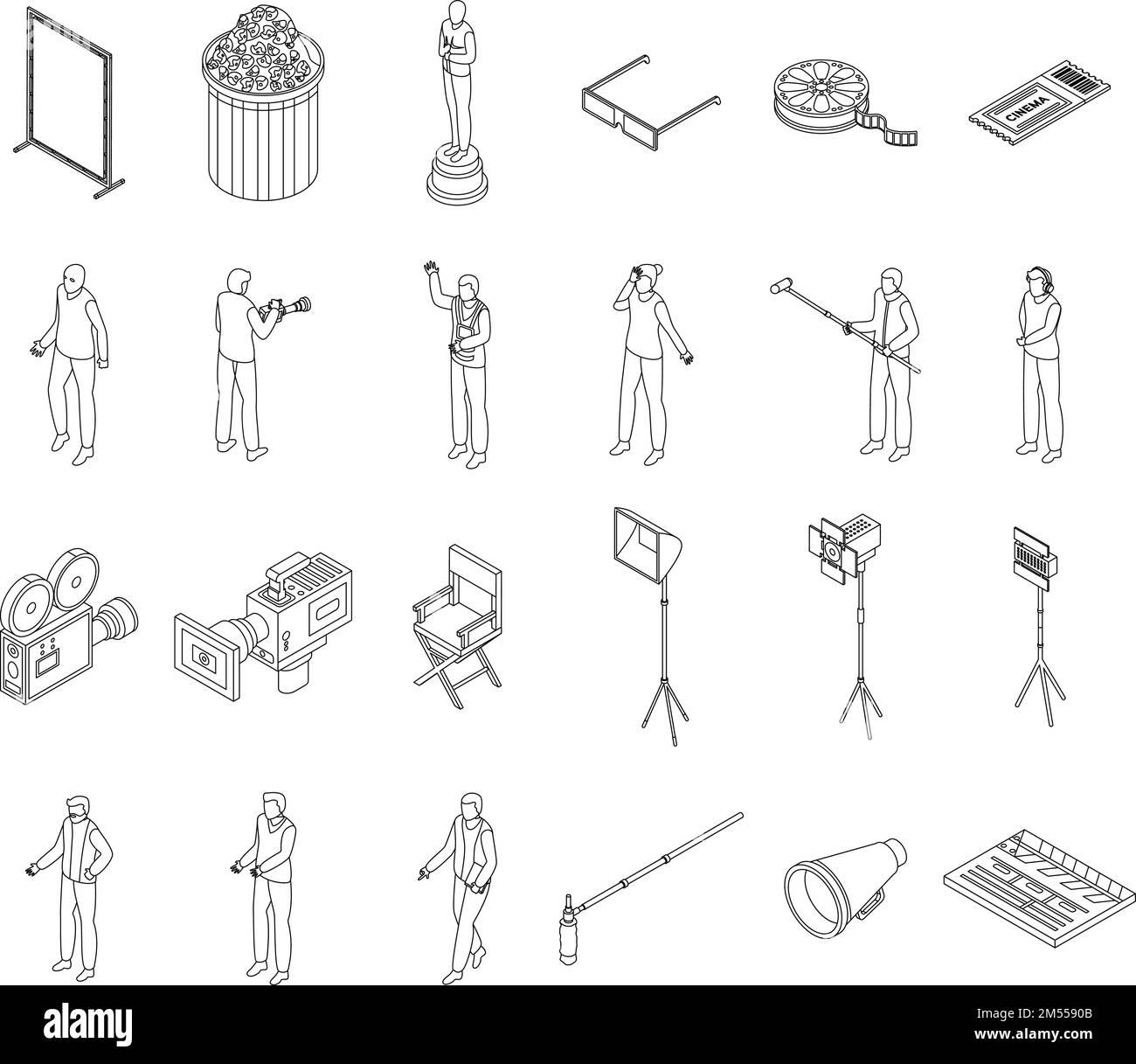 Cinematographer icons set. Isometric set of cinematographer vector icons for web design isolated ...