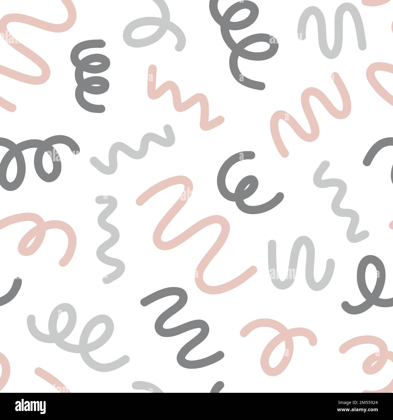 Squiggle shapes. Wavy and swirled brush strokes. Vector seamless ...