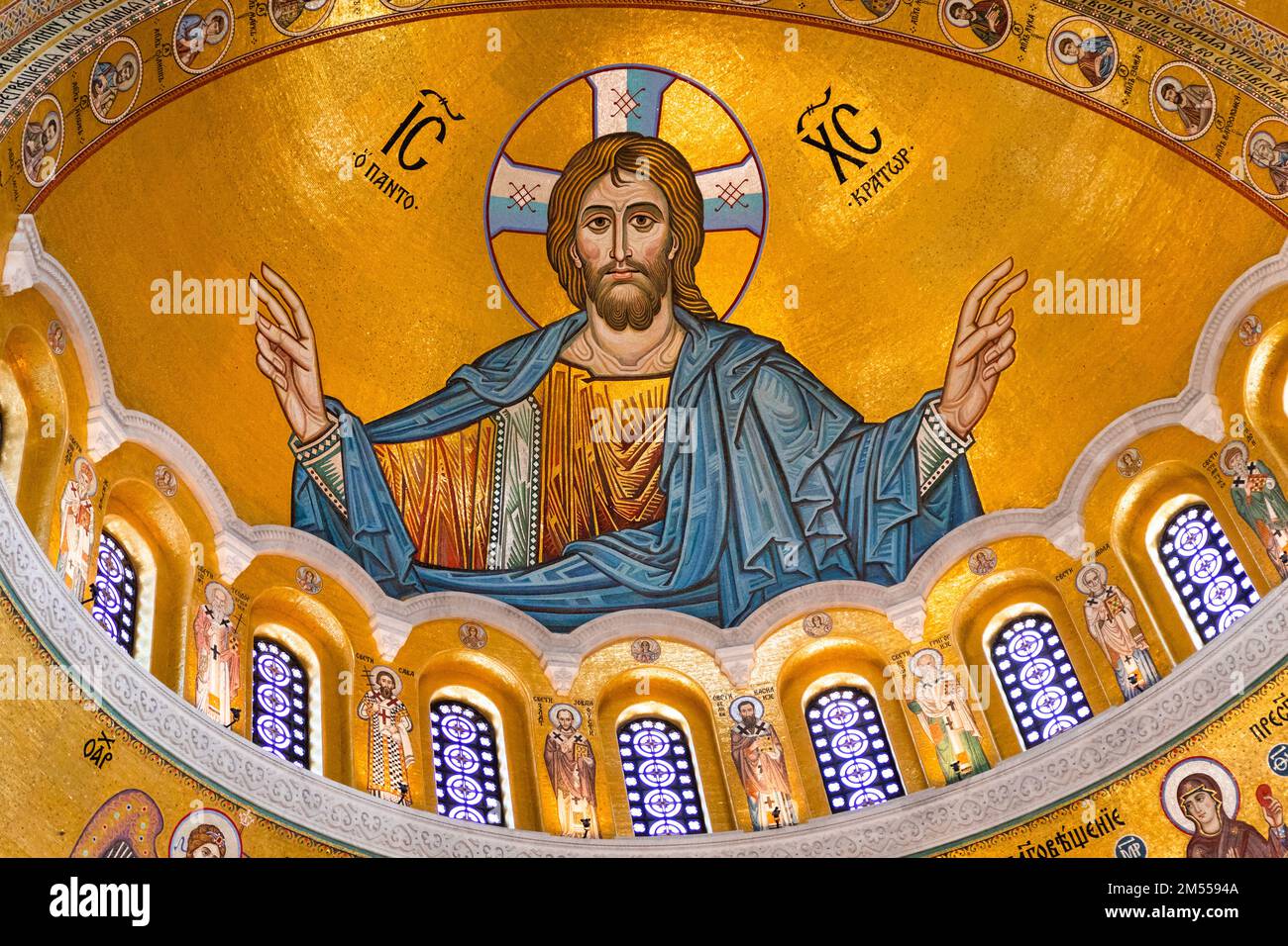 Belgrade, Serbia - December 20, 2022: Icon of Jesus Christ in a mosaic ...