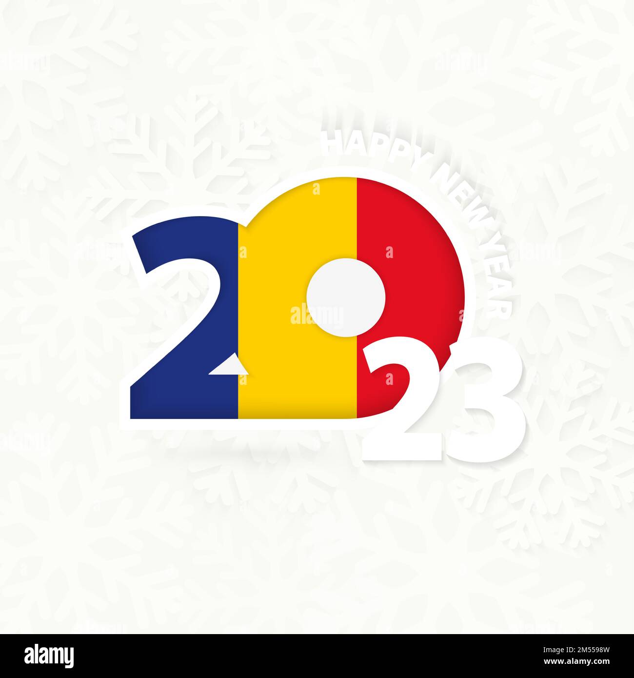 New Year 2023 for Romania on snowflake background. Greeting Romania ...