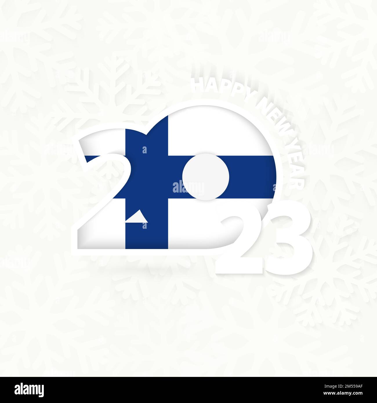 New Year 2023 for Finland on snowflake background. Greeting Finland ...