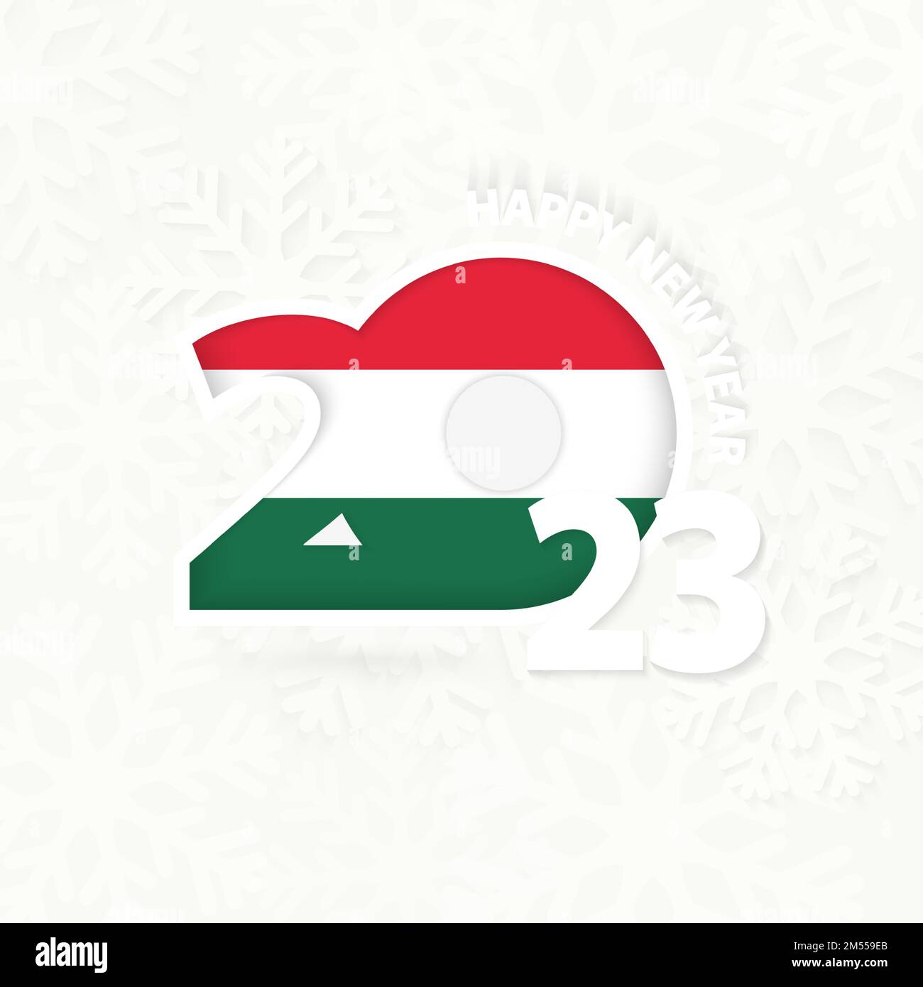 New Year 2023 for Hungary on snowflake background. Greeting Hungary ... New Year 2023 for Hungary on snowflake background. Greeting Hungary ...